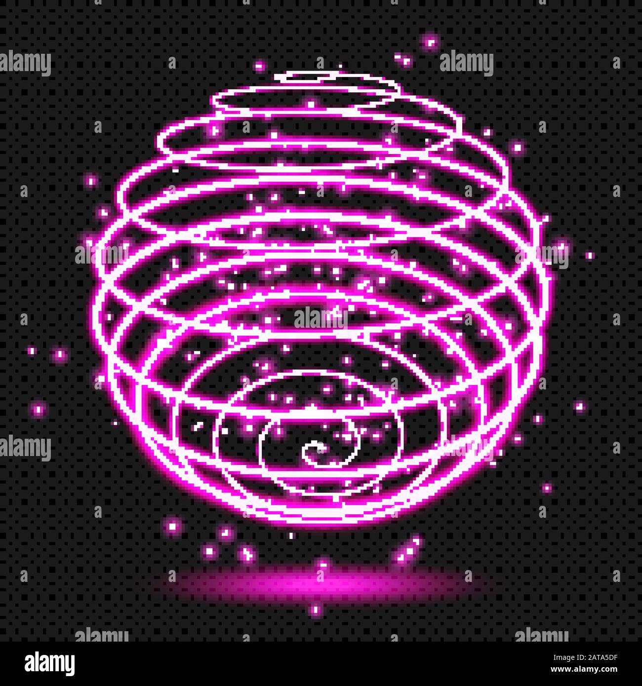 Pink shining Spiral Ball with Sparks on Transparent Background - Vector Glowing Neon Helix Stock ...
