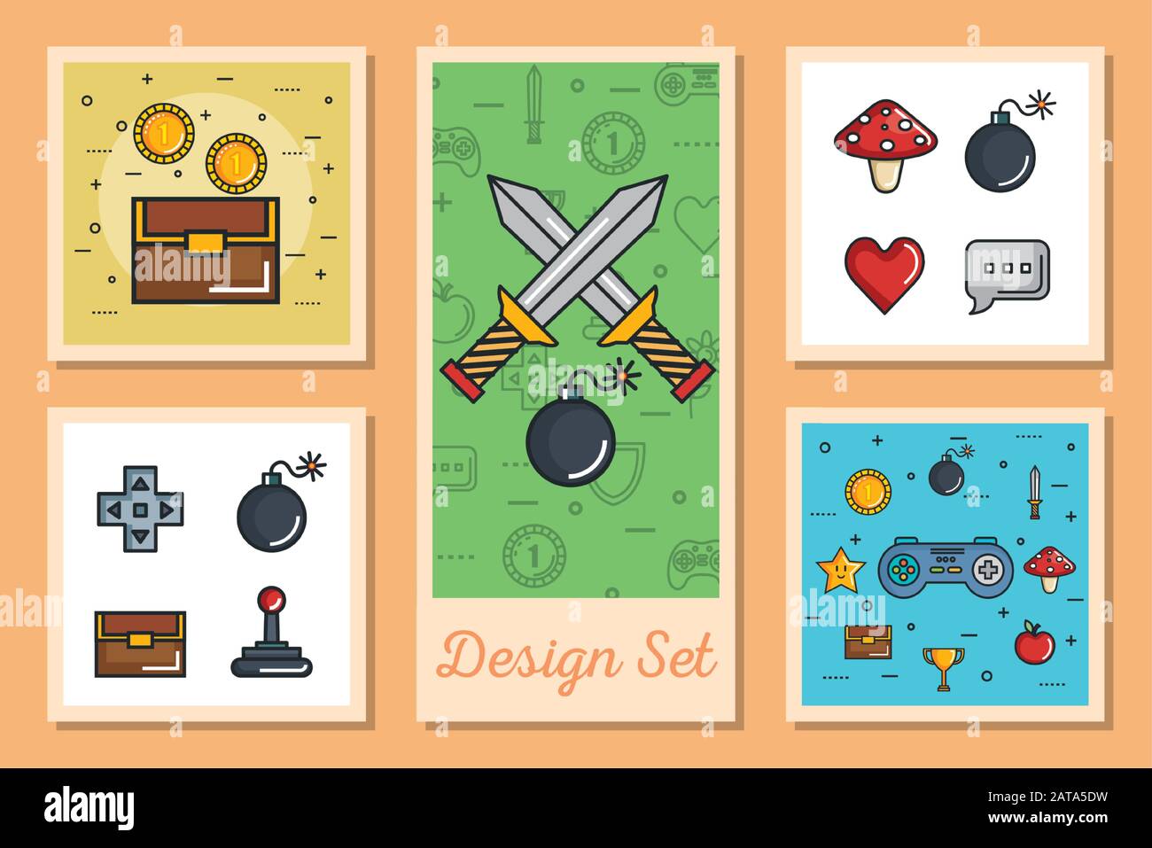 designs set of video game retro and icons Stock Vector Image & Art - Alamy