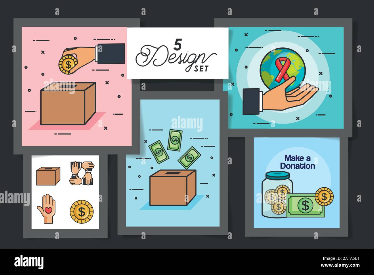 five designs of make a donation with icons Stock Vector Image & Art - Alamy