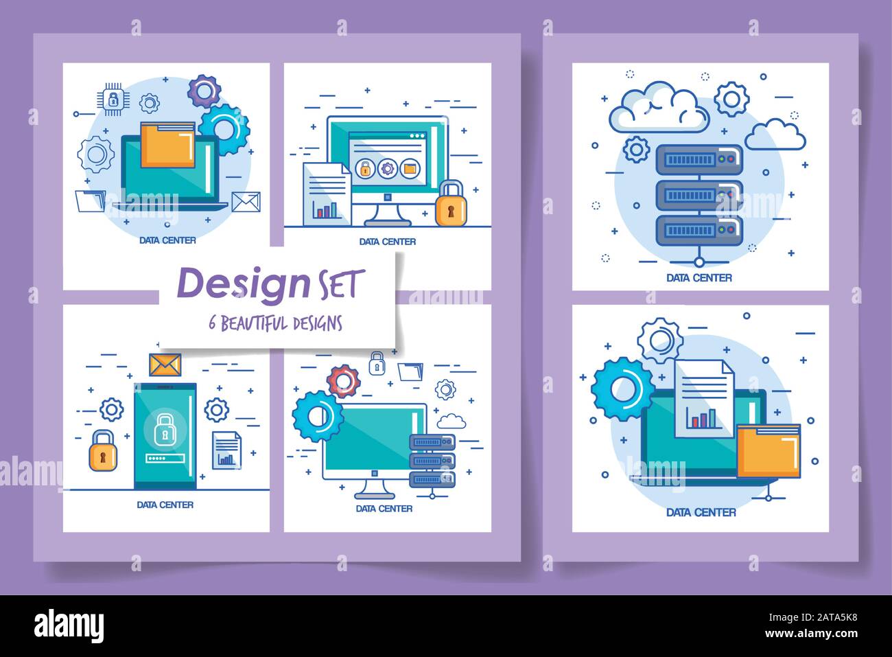 six designs of data center and icons Stock Vector Image & Art - Alamy