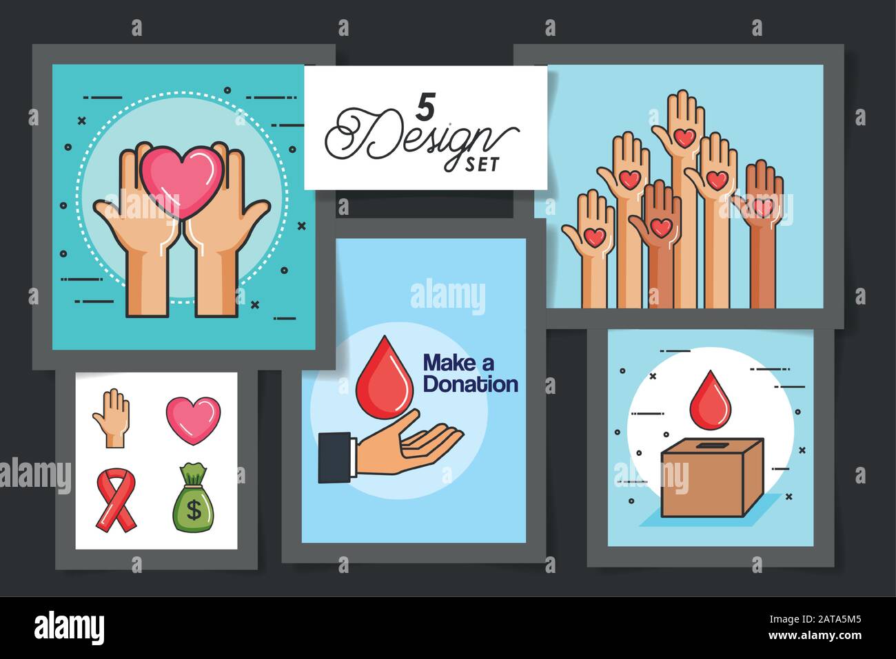 five designs of make a donation with icons Stock Vector Image & Art - Alamy