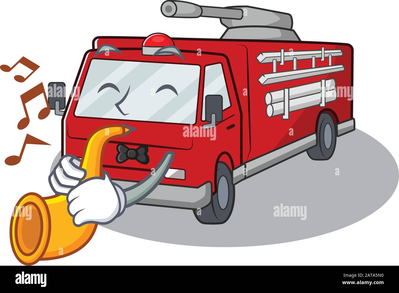 cartoon character style of fire truck performance with trumpet Stock ...