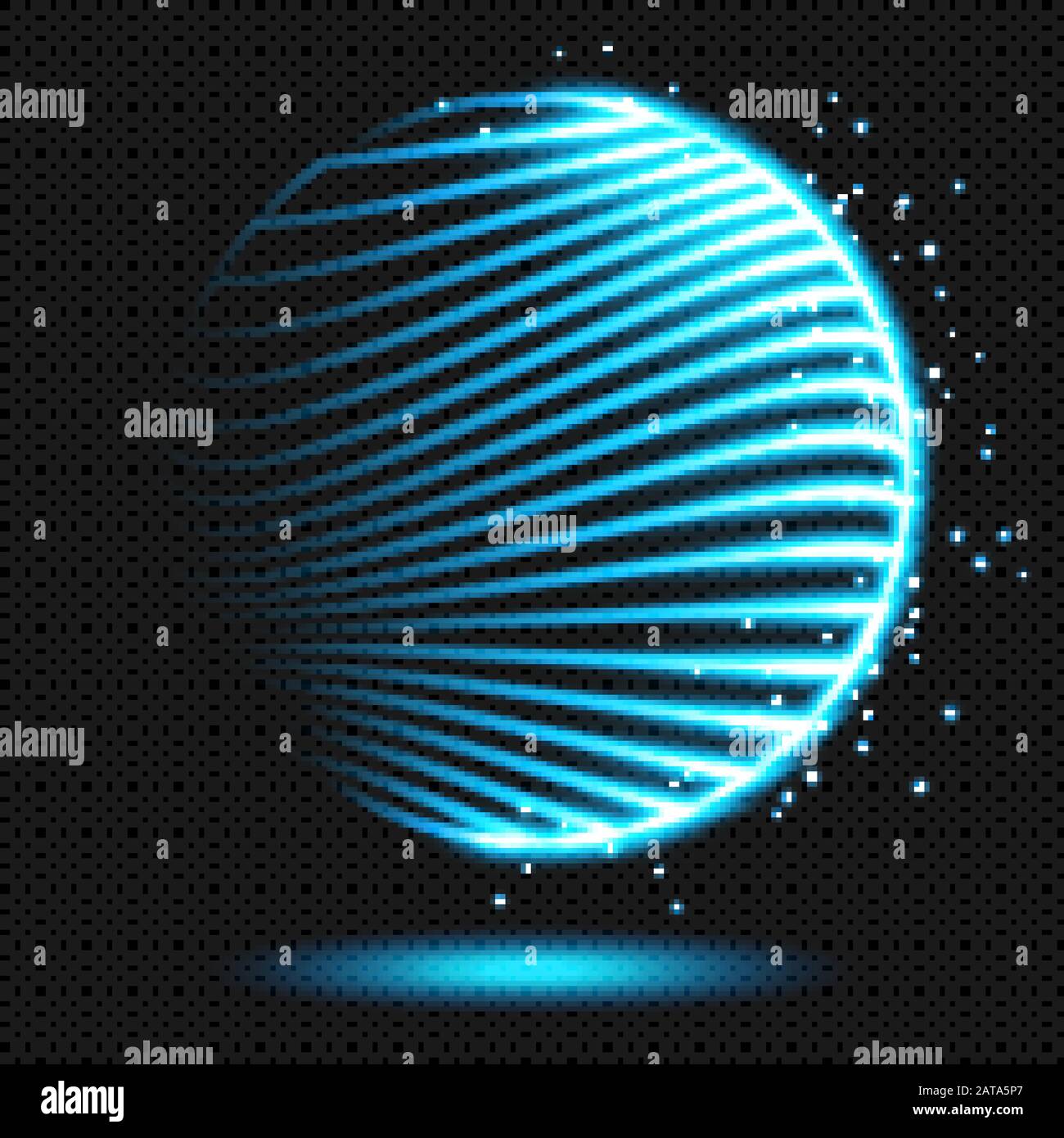 Cyan shining Wavy Circle Logo Sign with Sparks on Transparent ...