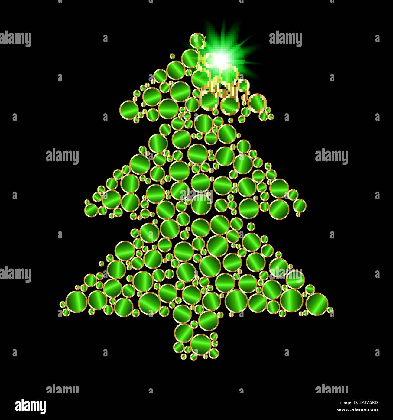 Vector Green Enchanting Precious Grainy Christmas Fir Tree Stock Vector ...