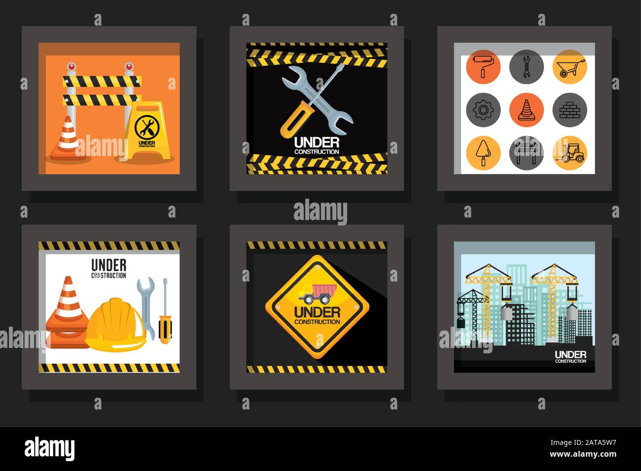 bundle designs of under construction and icons Stock Vector Image & Art ...