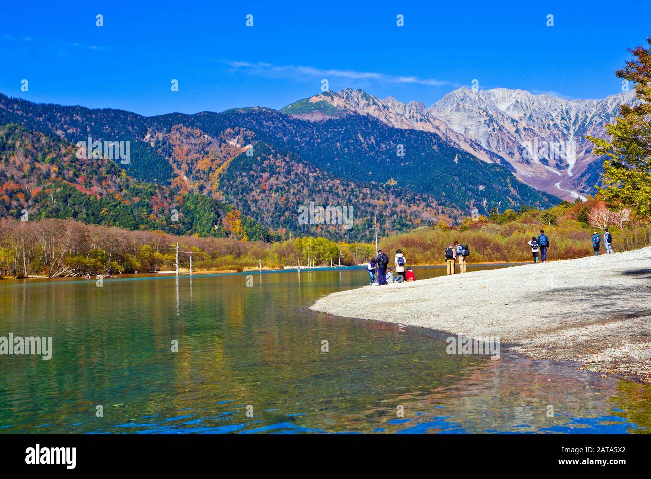 Taisho pond and Hotaka mountain range in Japan Stock Photo - Alamy