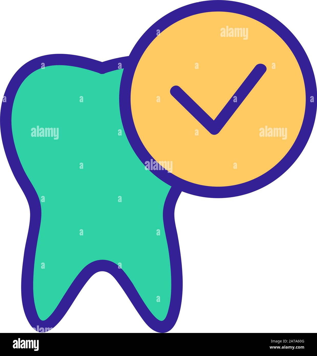 Cured tooth icon vector. Isolated contour symbol illustration Stock ...