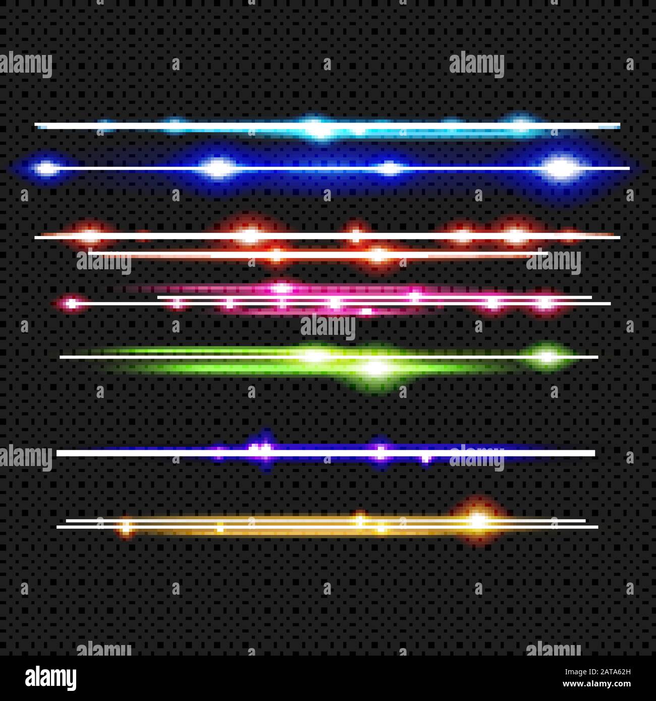 Horizontal Shine Flares on Transparent Background - Vector Radiant Star ...
