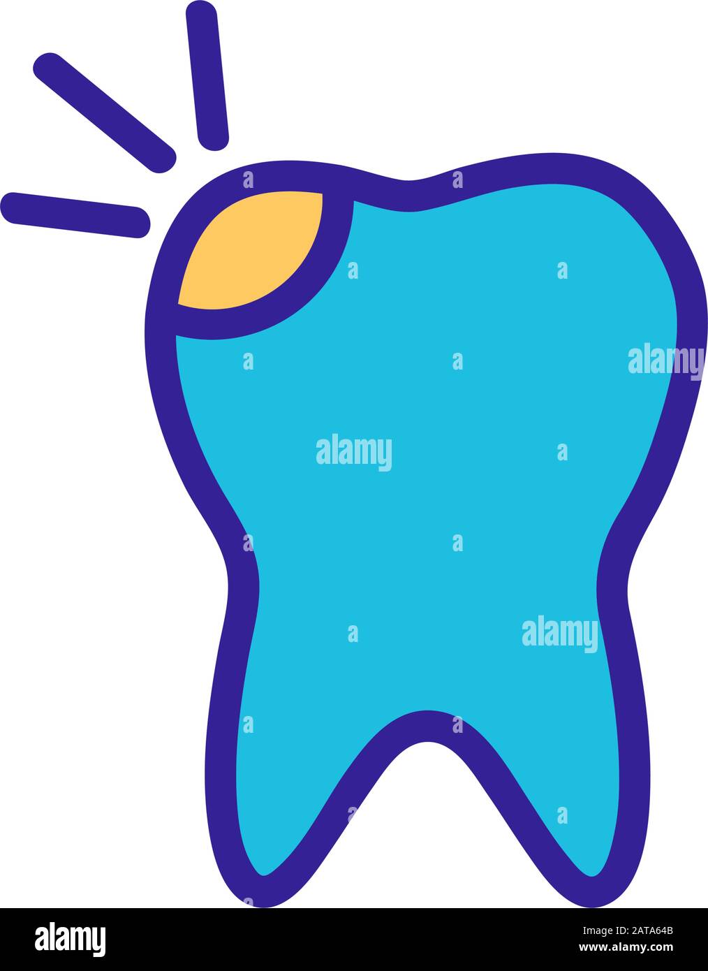 tooth decay on the teeth of the icon vector. Isolated contour symbol ...
