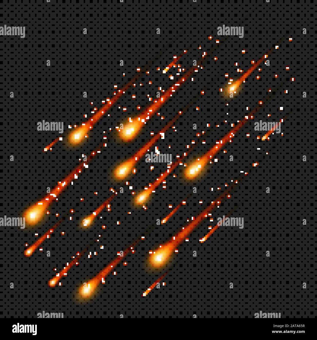 Orange Shine Star Rain with Sparks on Transparent Background - Vector ...