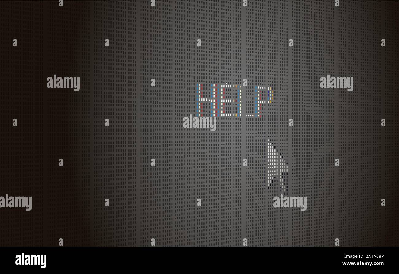 Close Up Arrow Cursor and on Help Menu Item Computer LCD Screen Pixel ...