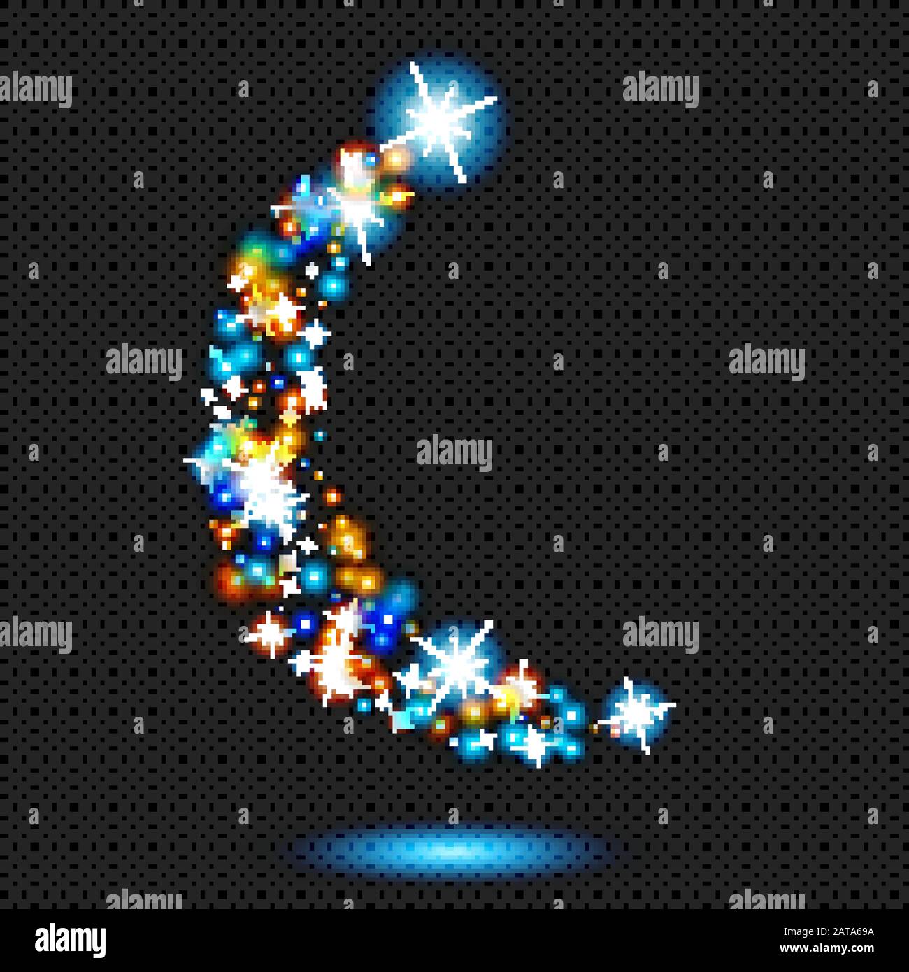 Blue and Orange Shine Moon with Sparks on Transparent Background ...