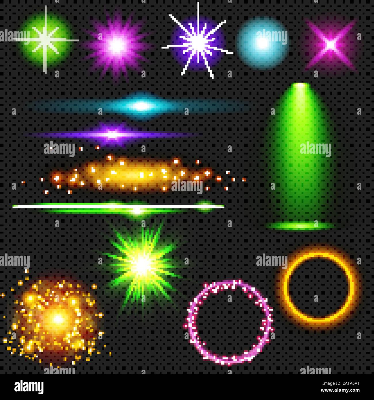 Set of shining flares with sparks on transparent background Stock Vector Images - Alamy