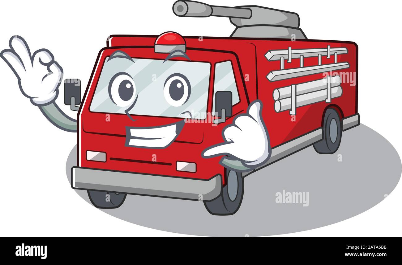 Call me funny fire truck mascot picture style Stock Vector Image & Art ...