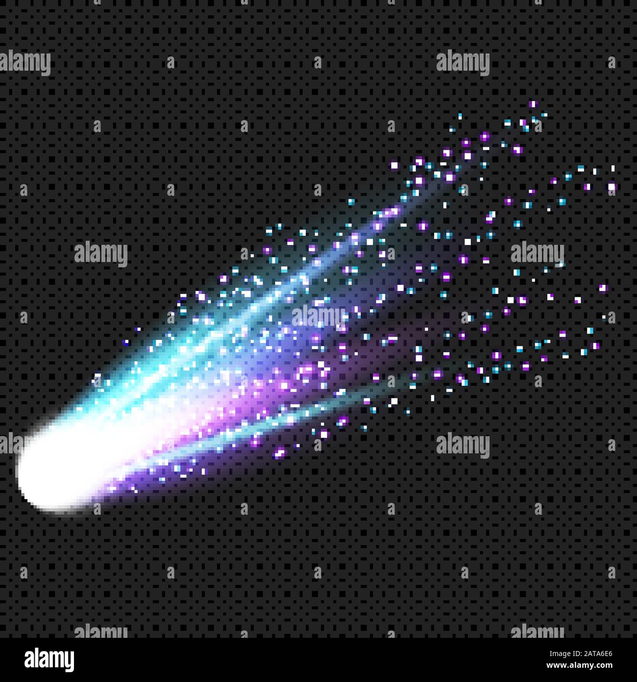 Blue and Pink Shine Comet with Spark Trail on Transparent Background - Vector Radiant Meteor ...