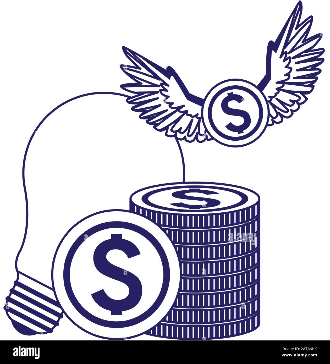 Light bulb coins icon hi-res stock photography and images - Alamy