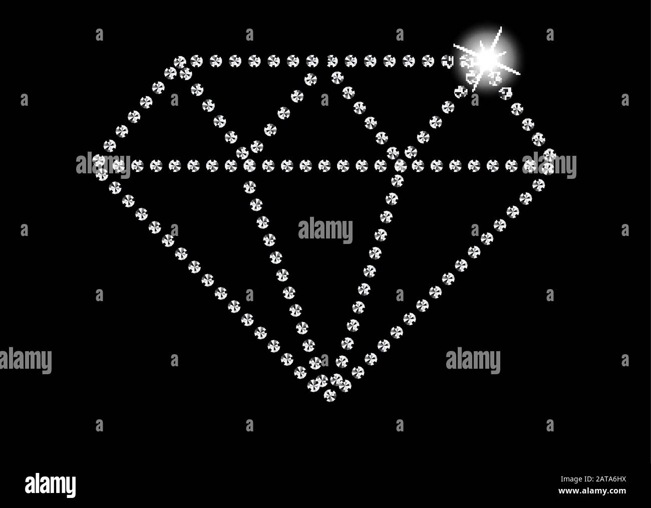 Diamond Crystals Paved Outline of Precious Diamond Crystal - Vector ...