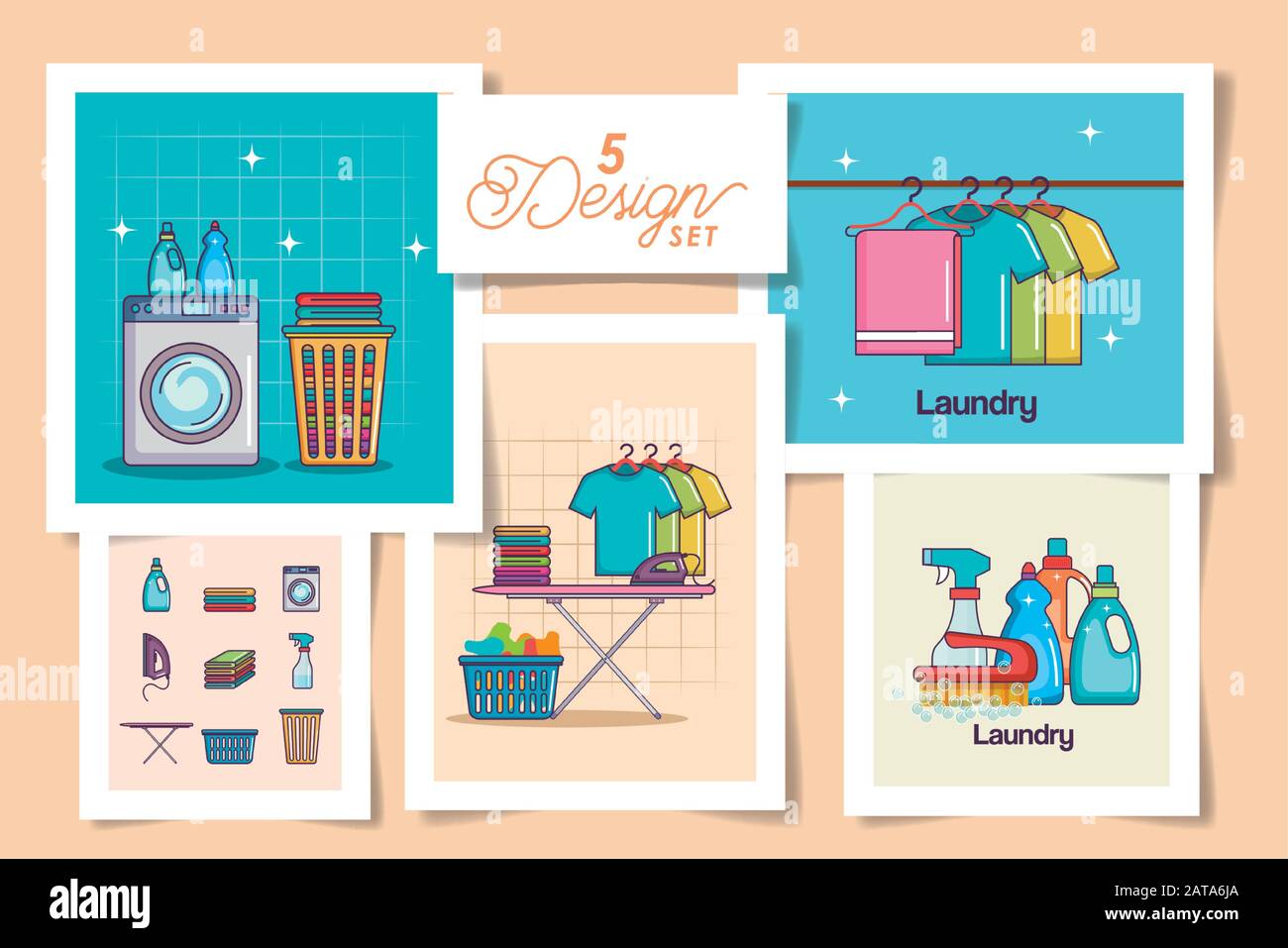 five designs of laundry and icons Stock Vector Image & Art - Alamy