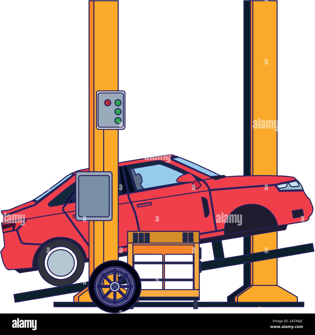 Red car tools mechanic Cut Out Stock Images & Pictures - Alamy