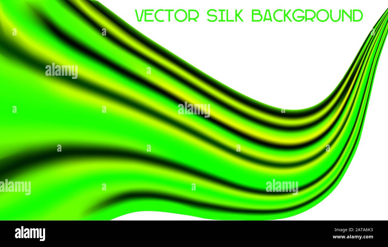 Waving Bright Green Silk Fabric like Flag, Scarf Isolated on White ...