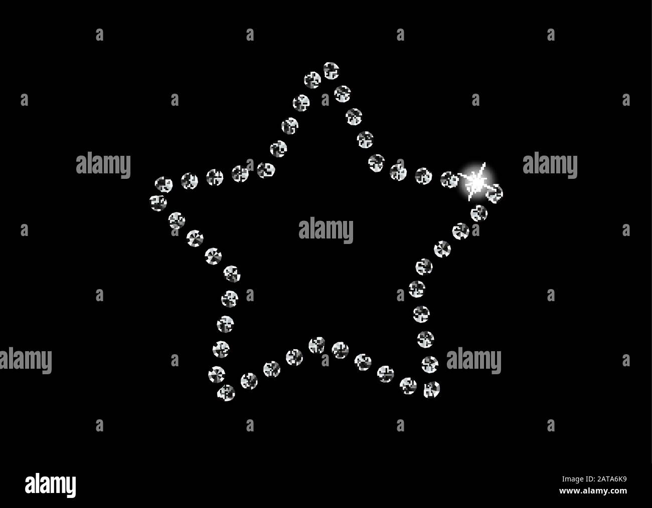 Diamond Crystals Paved Outline of Five-Pointed Star - Vector Glamor ...