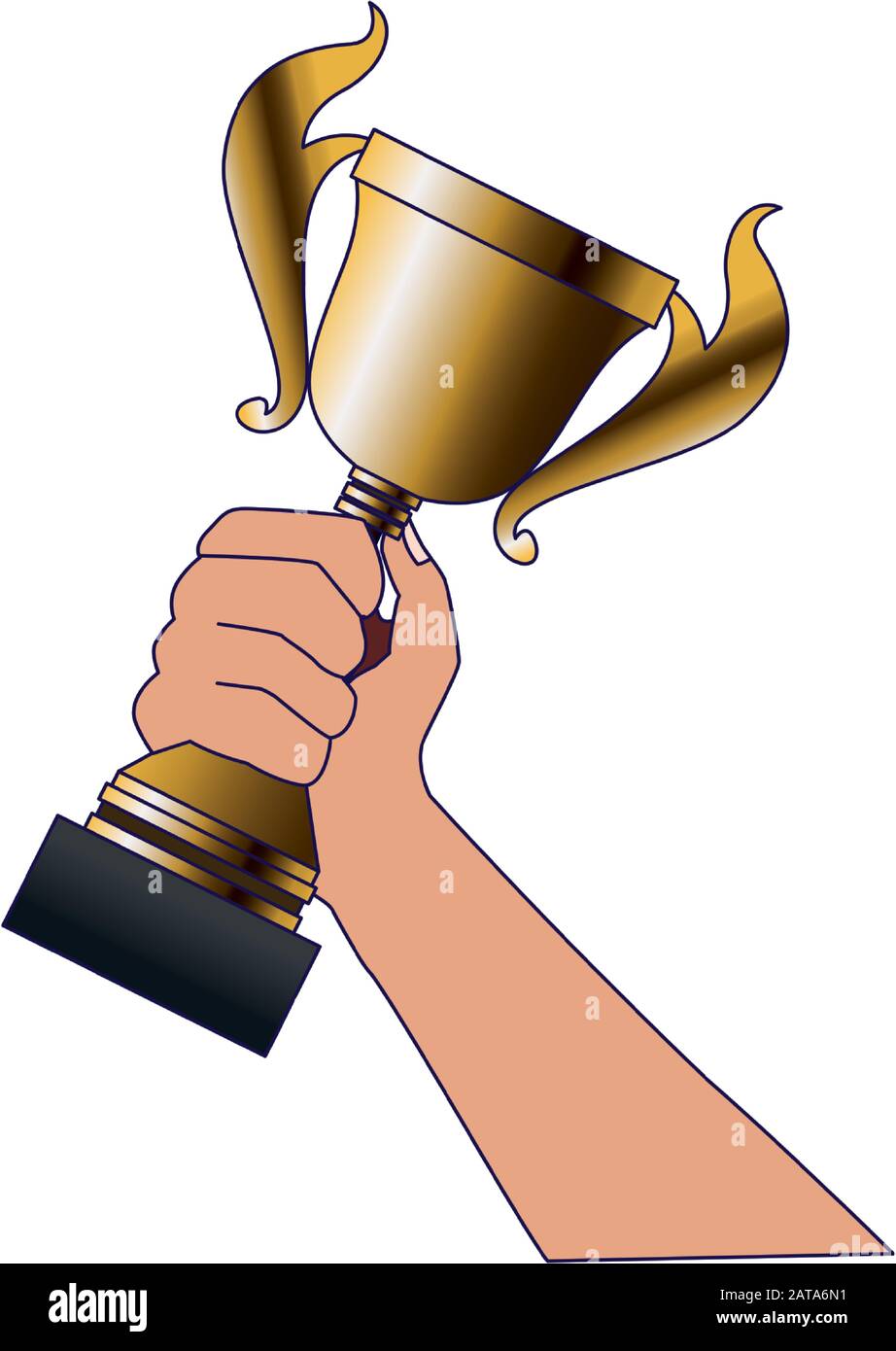 hand with golden trophy icon, flat design Stock Vector Image & Art - Alamy