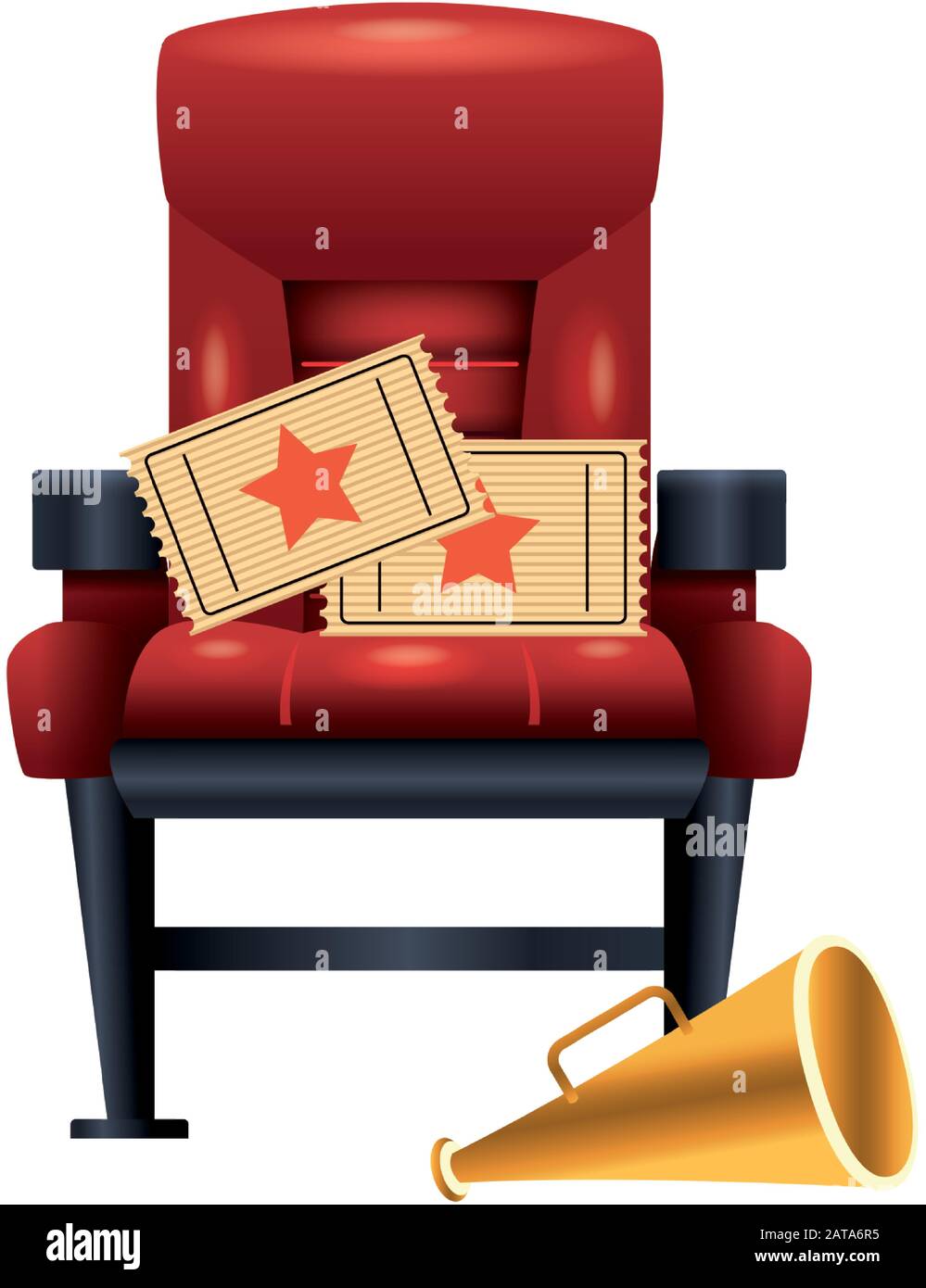 theater chair with movie tickets and megaphone Stock Vector Image & Art ...