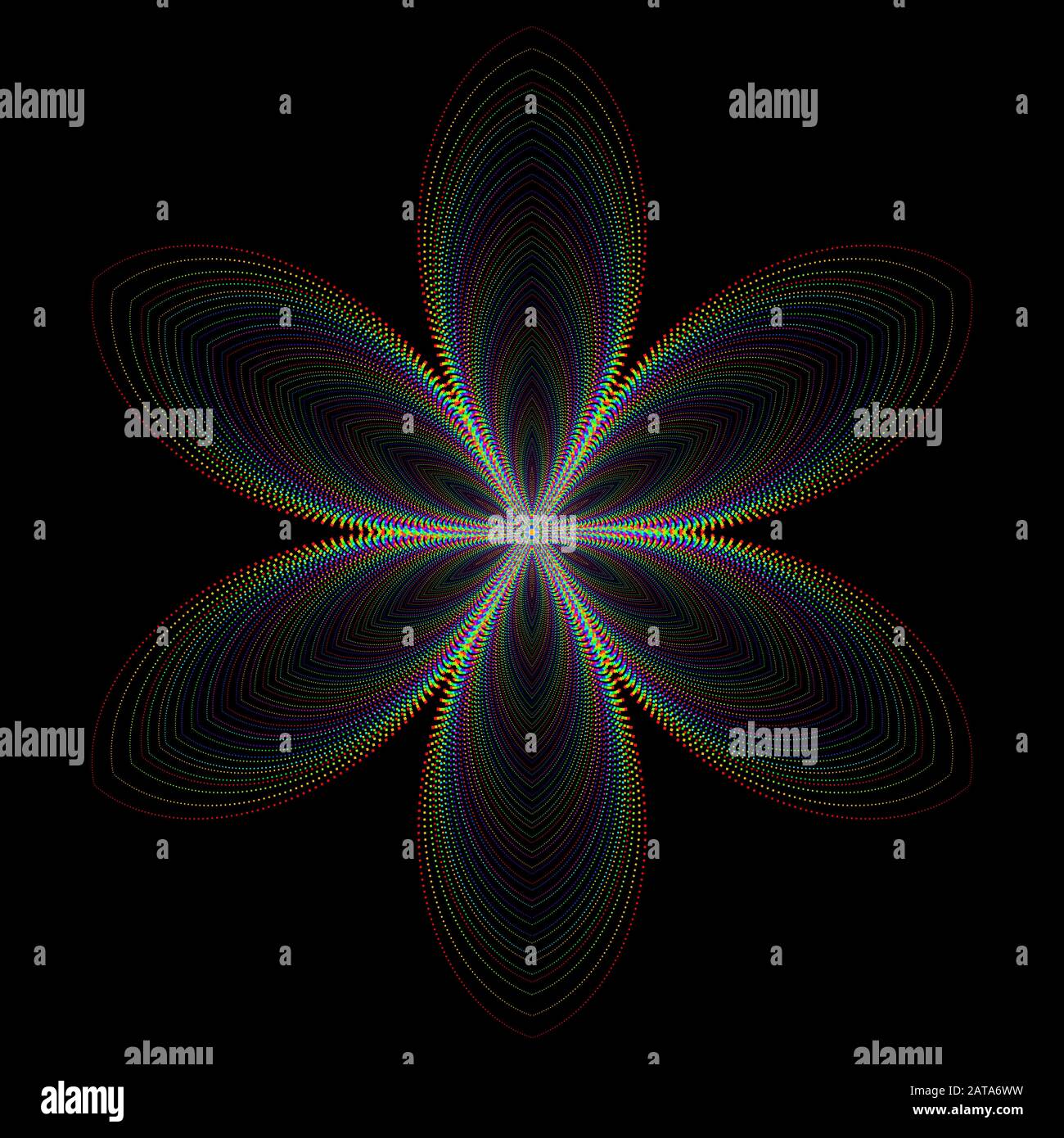 Rainbow Spectral Six Petalled Flower Shape - Generative Op Art Elements ...