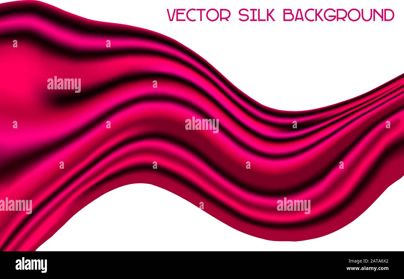 Waving Bright Crimson Silk Fabric like Flag, Scarf Isolated on White ...