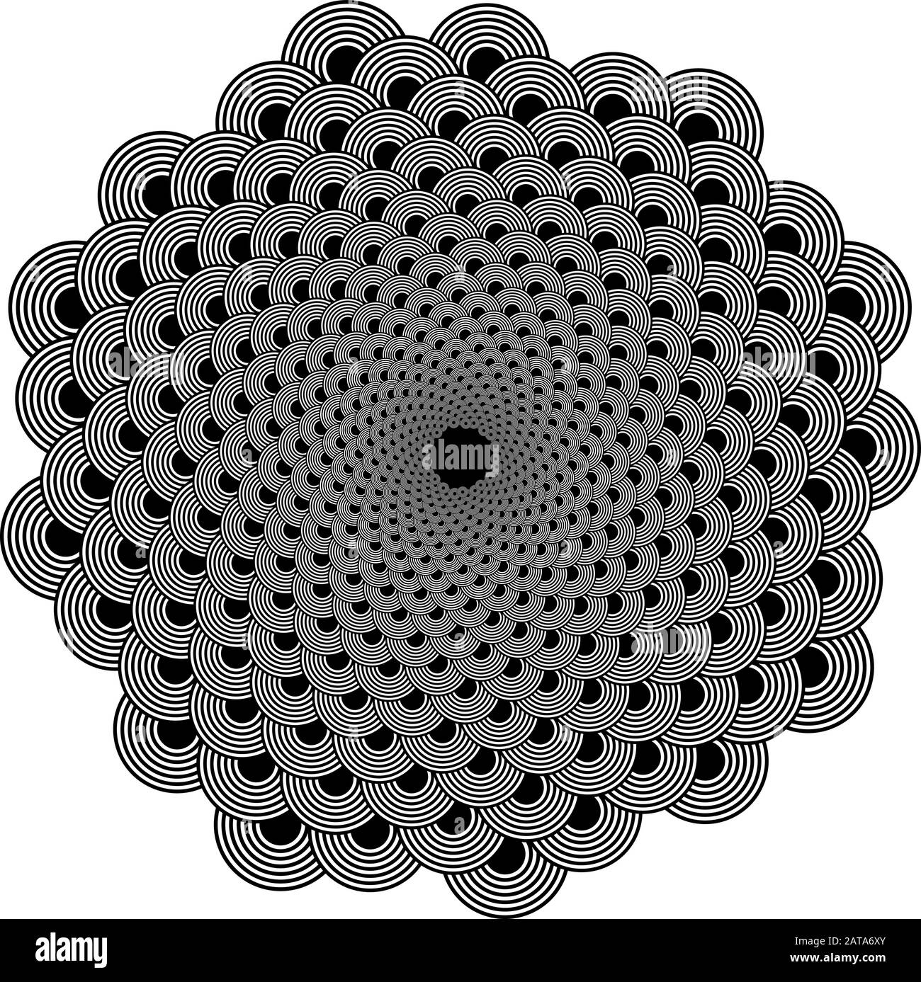 Vector Phyllotaxis Disc Spiral Seigaiha Vortex Shape - Black and White ...