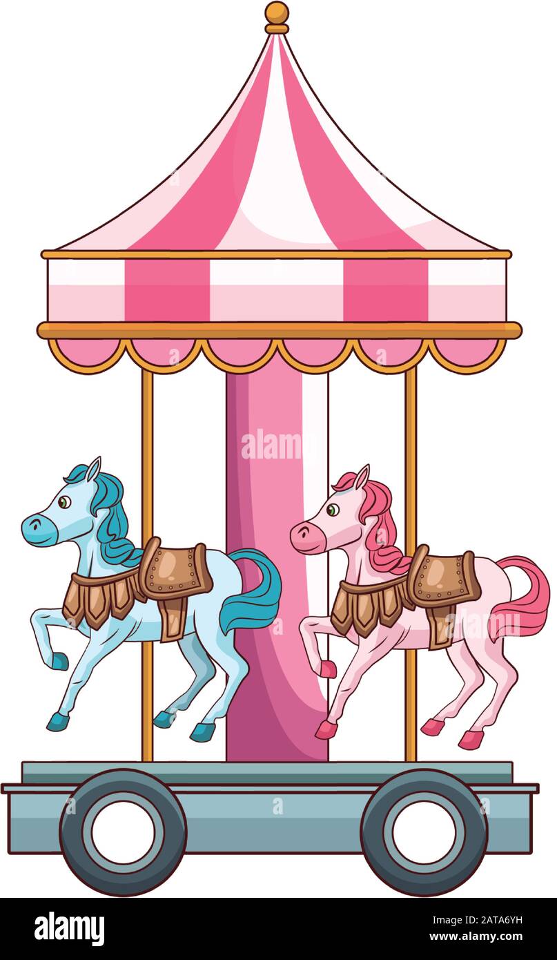 Illustration carousel horses Cut Out Stock Images & Pictures - Alamy