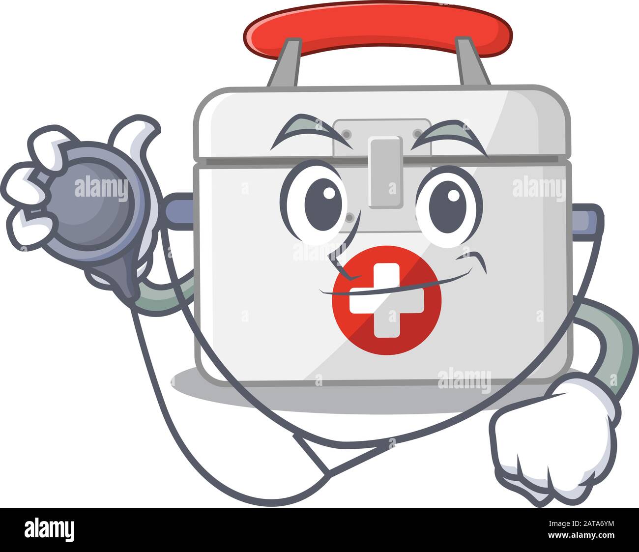 Smart and cool first aid kit cartoon character in a Doctor with tools ...