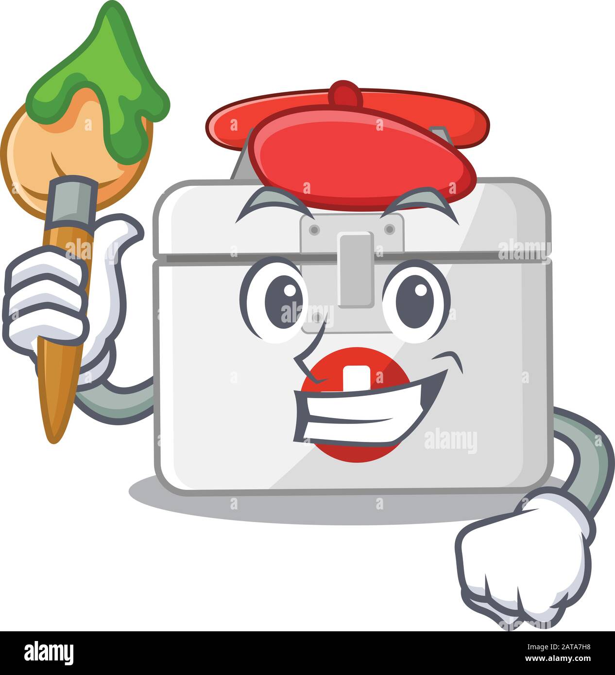 Cartoon character of first aid kit Artist with a brush Stock Vector ...