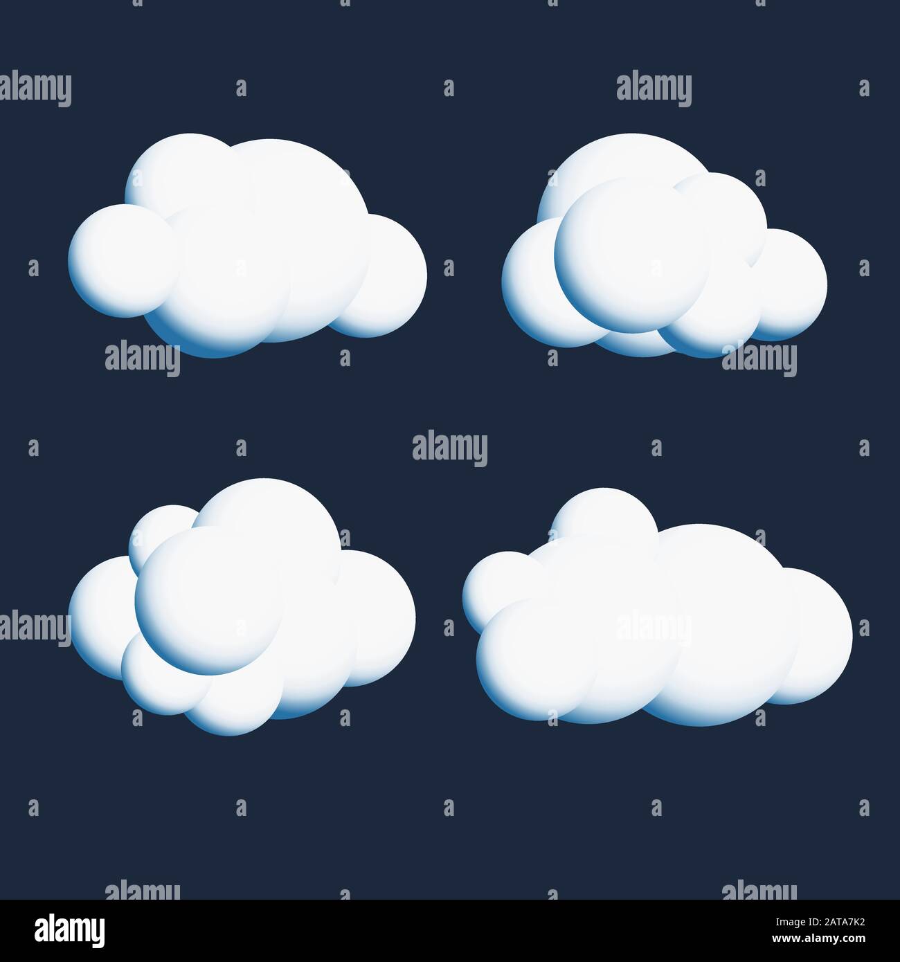 Vector White Cute Cloud Collection - Simple Cloud Set for Weather ...