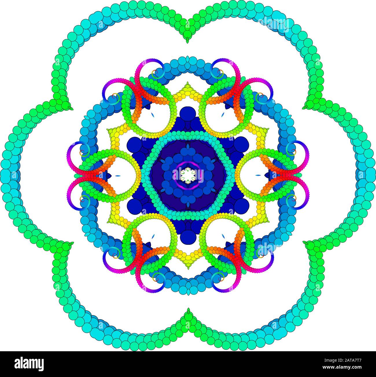 Vector Delicate Meditative Mandala Art - Openwork Six Beam Radial ...