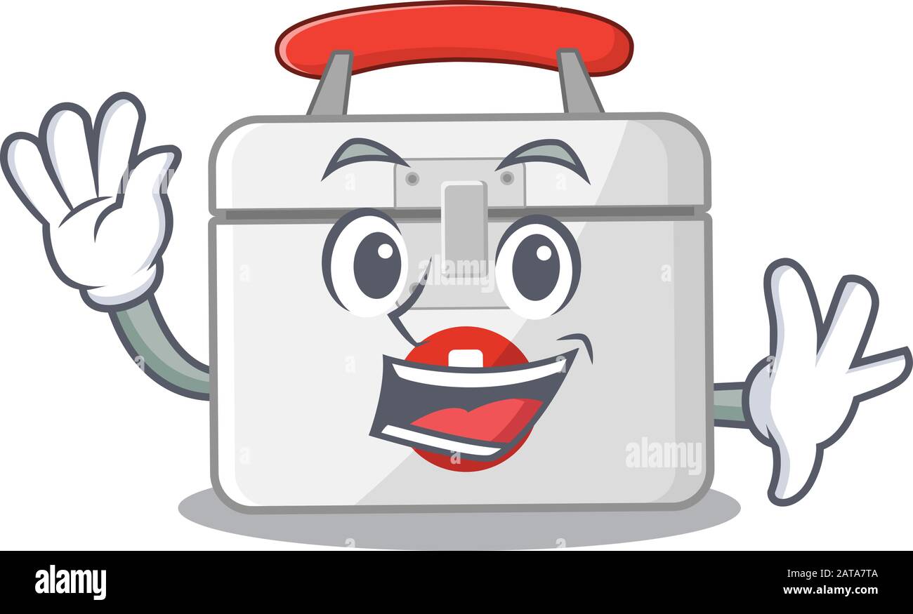 Waving friendly first aid kit cartoon character design Stock Vector ...