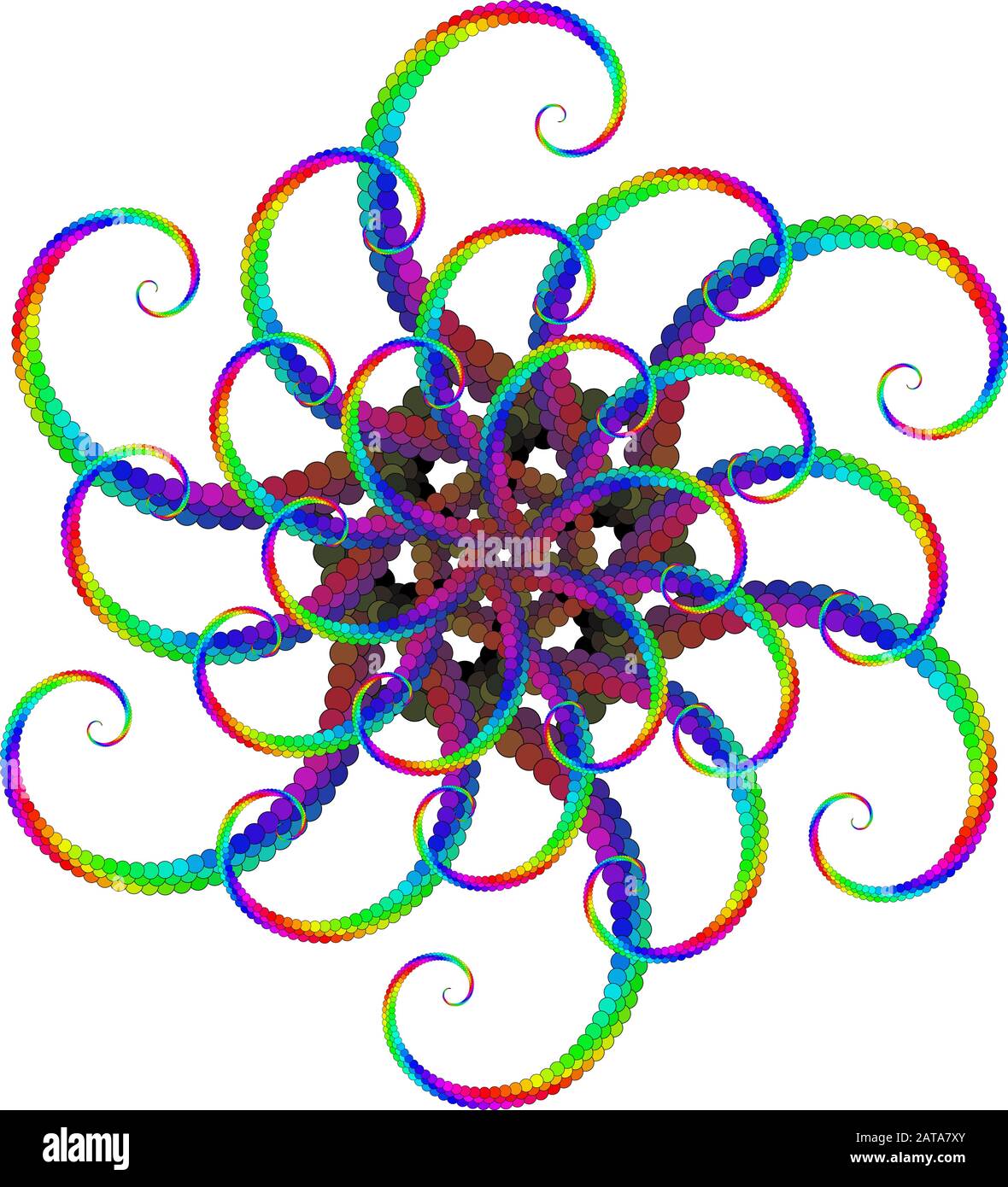 Vector Twirl Mandala Art - Openwork Radial Symmetry Flourish Pattern ...