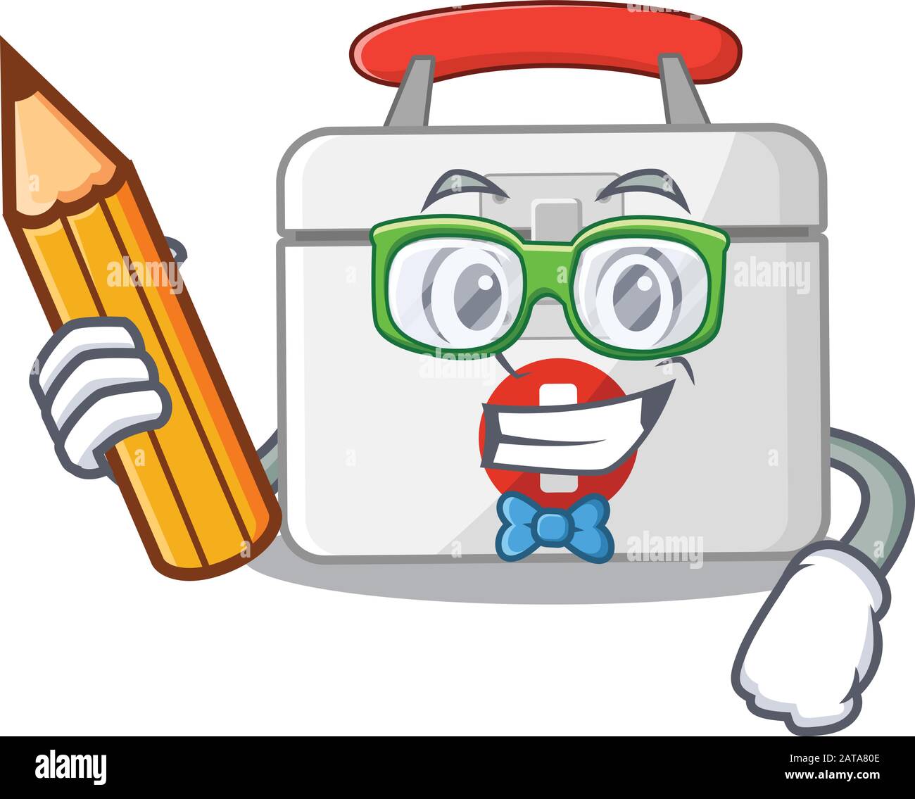 A picture of Student first aid kit character holding pencil Stock ...
