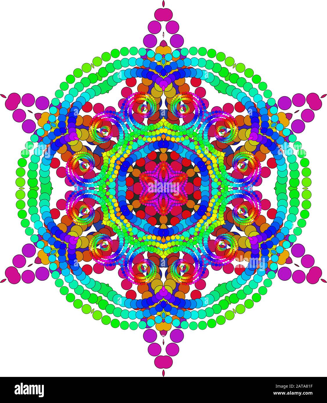 Vector Mystical Mandala for Meditation - Openwork Six Petalled ...