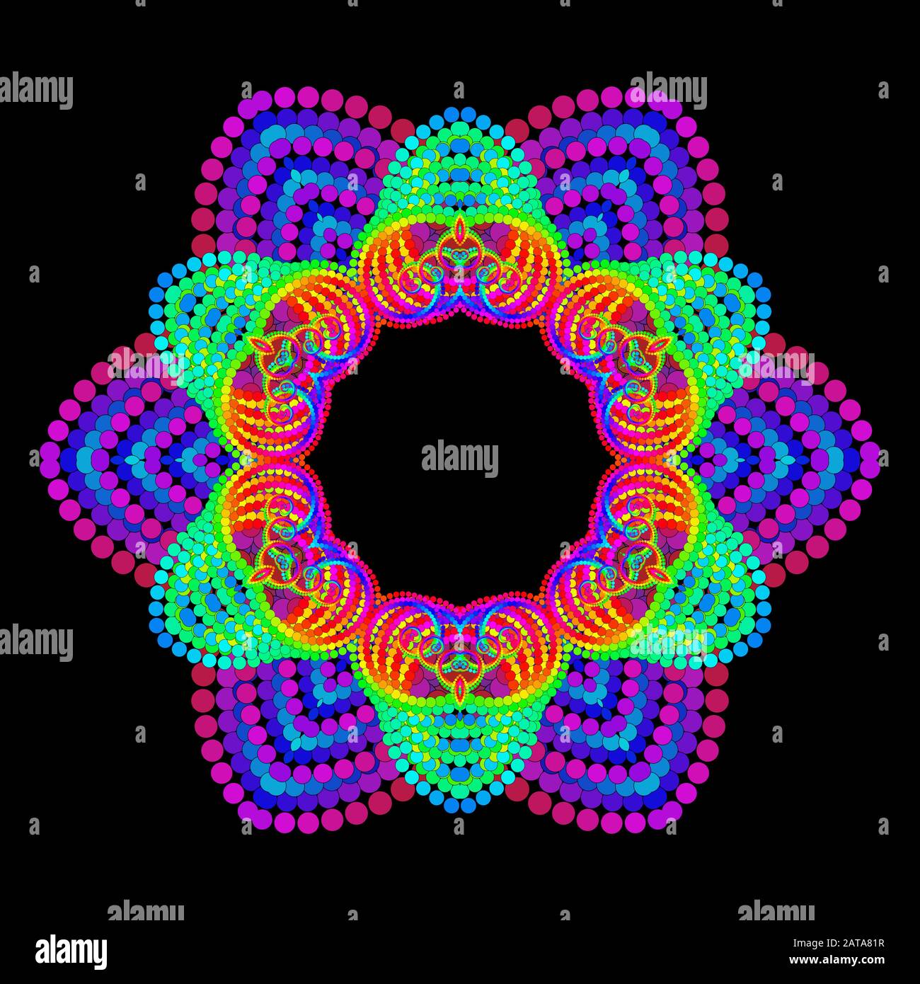 Vector Mystical Mandala Frame for Meditative Practice - Openwork Six ...