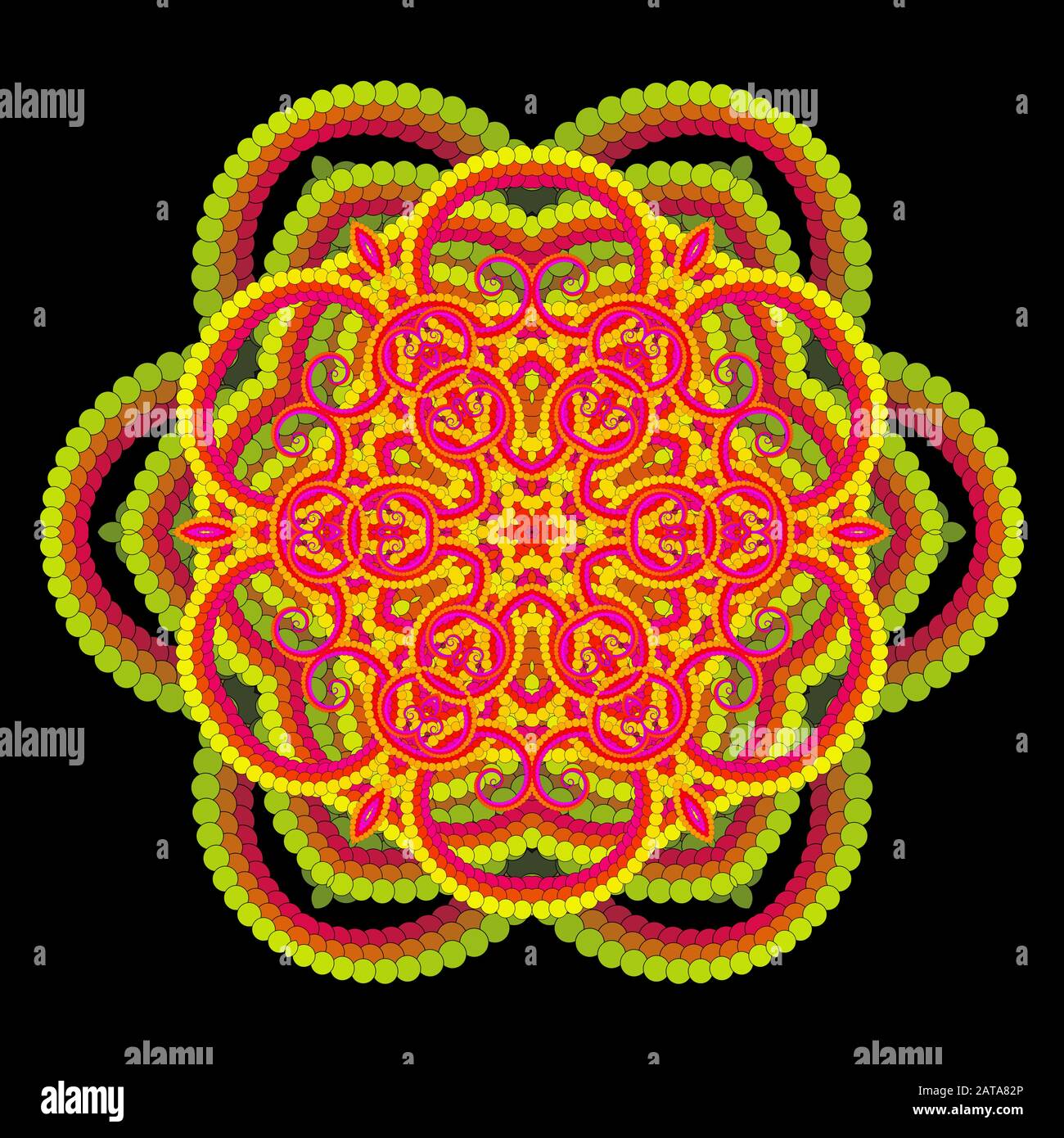 Vector Lotus Mandala for Meditation - Openwork Six Petalled Iridescent ...