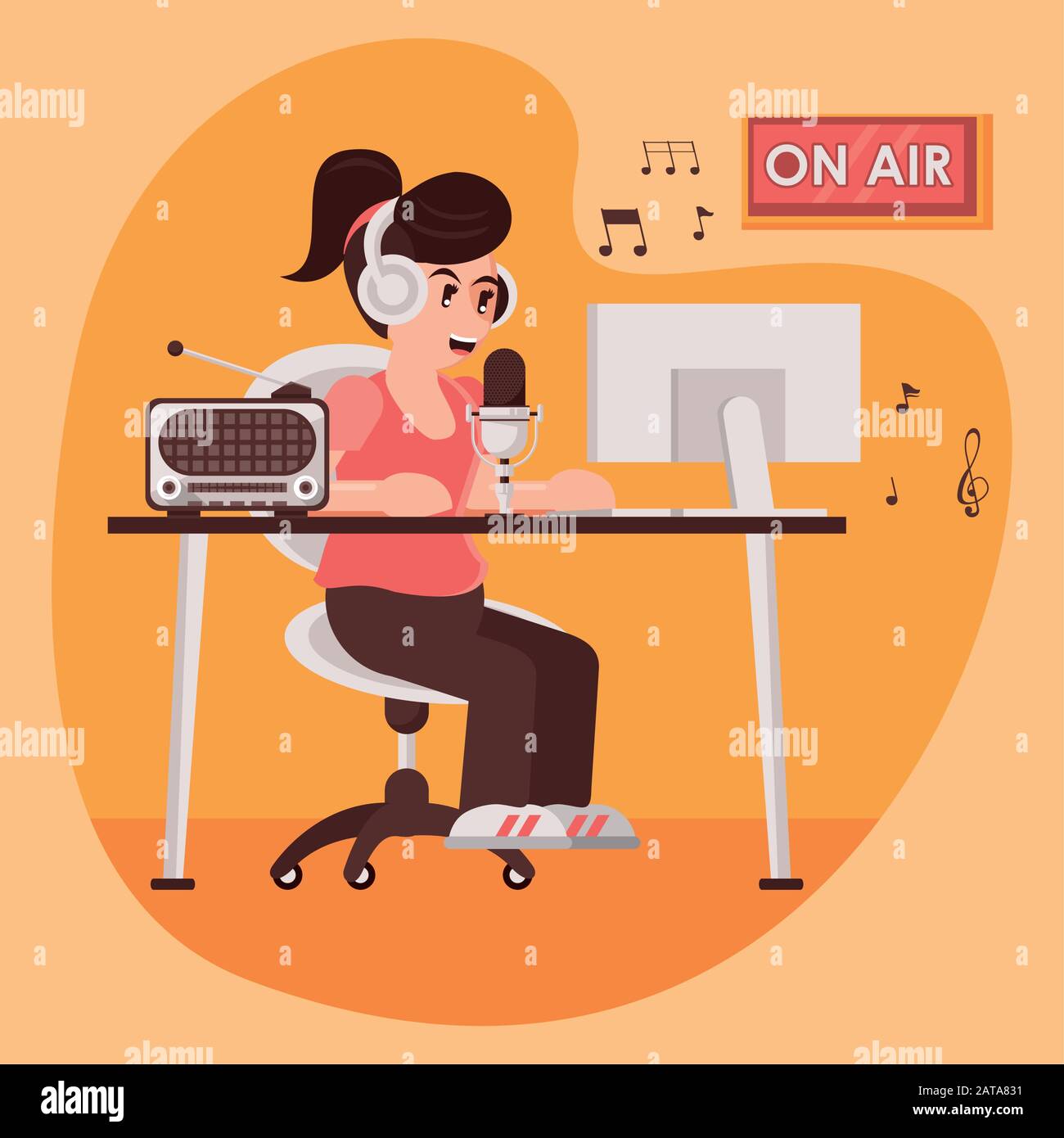 international radio day poster with female announcer Stock Vector Image ...