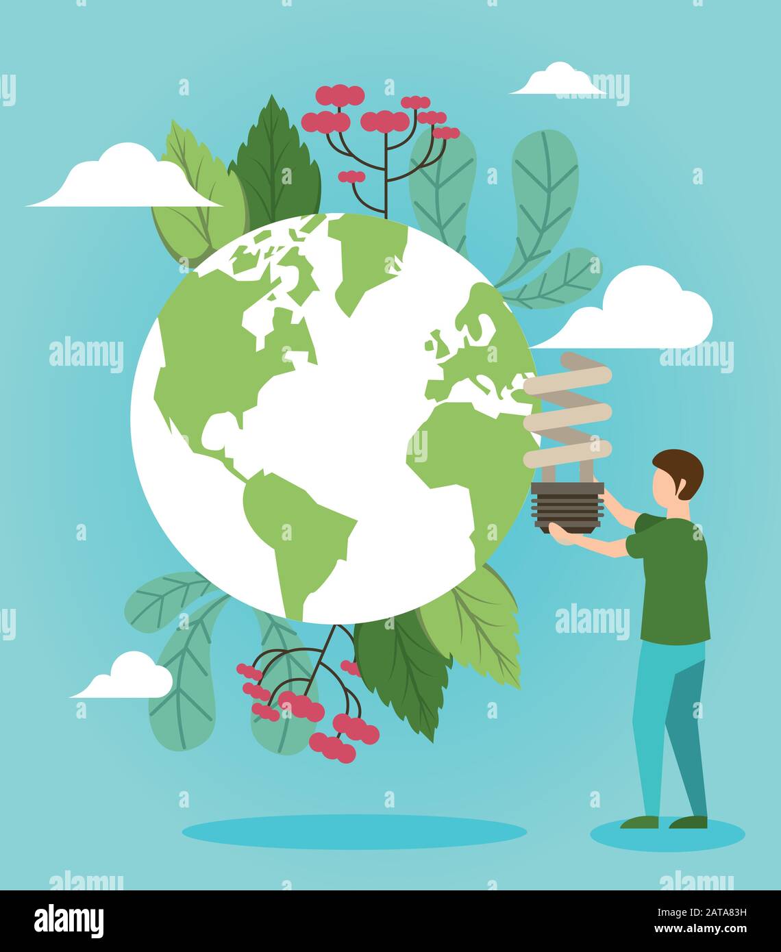 save the nature campaign with man and world planet Stock Vector Image ...