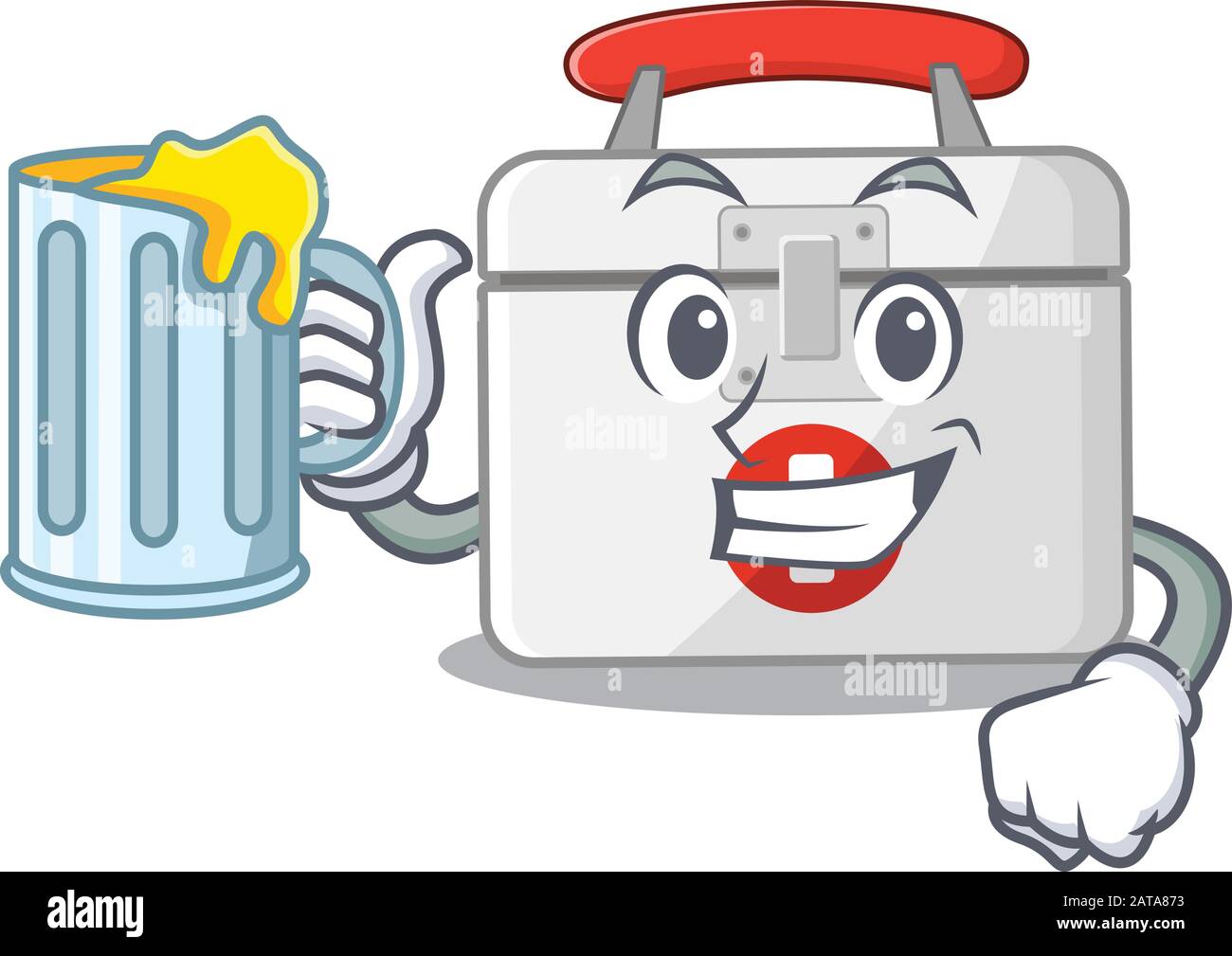Happy first aid kit mascot design with a big glass Stock Vector Image ...