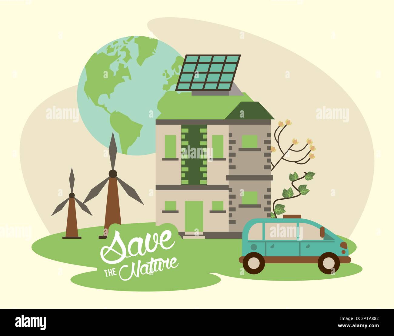 save the nature campaign with landscape scene Stock Vector Image & Art ...