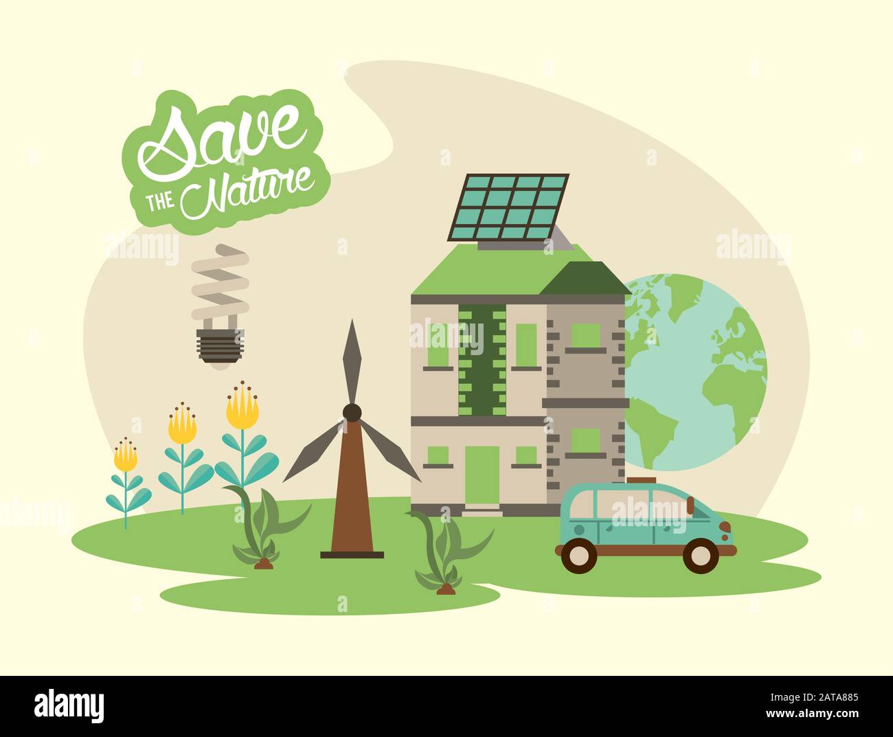 save the nature campaign with landscape scene Stock Vector Image & Art ...