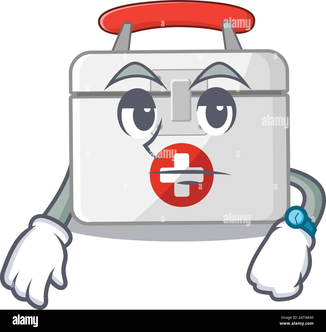 cartoon character design of first aid kit on a waiting gesture Stock ...
