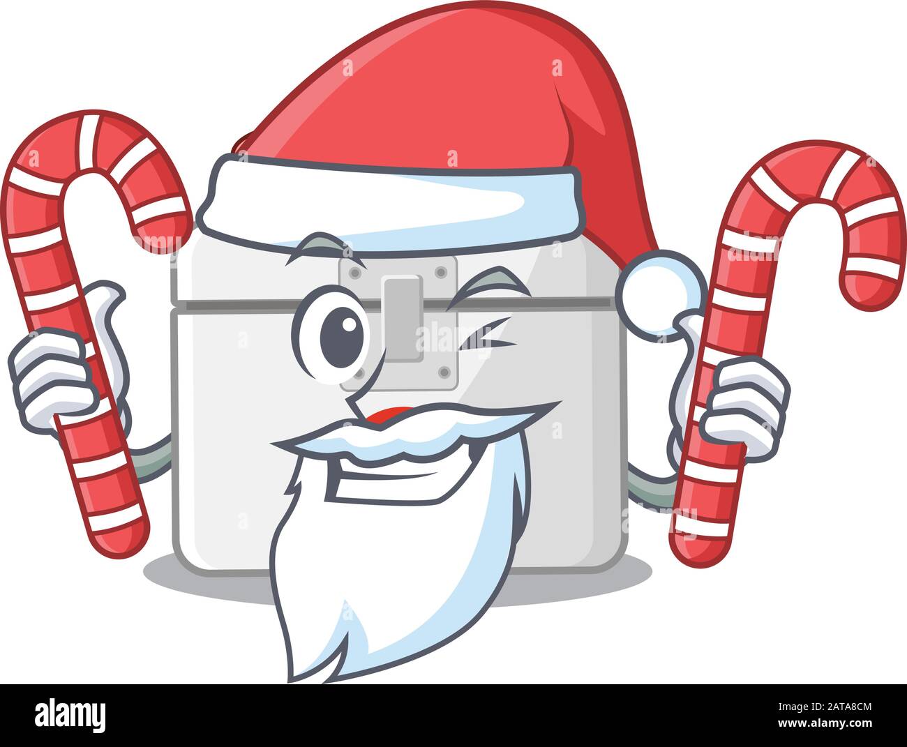 First aid kit Cartoon character in Santa costume with candy Stock ...