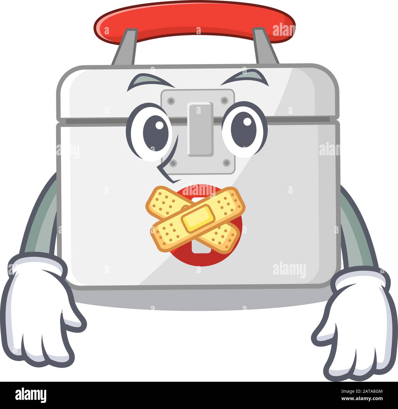 a silent gesture of first aid kit mascot cartoon character design Stock ...