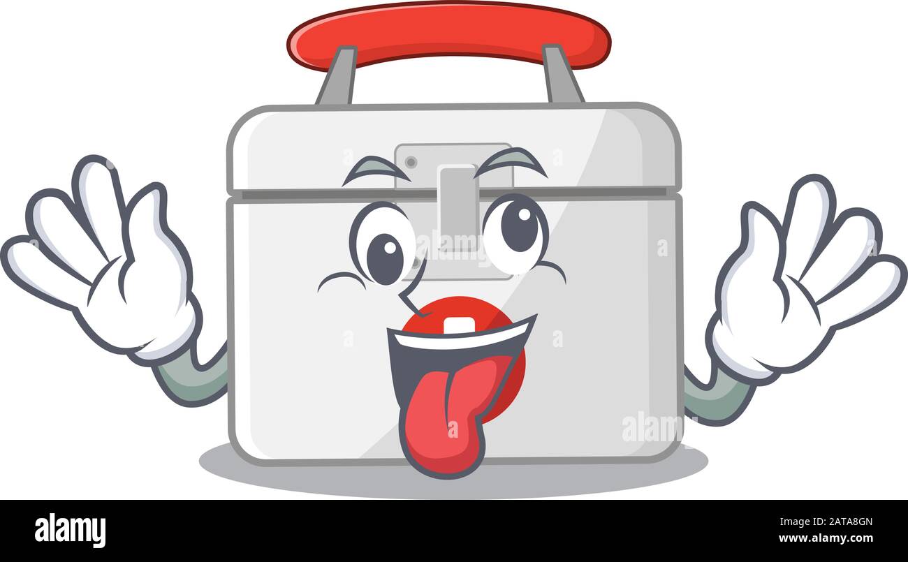 First aid kit Cartoon character style with a crazy face Stock Vector ...